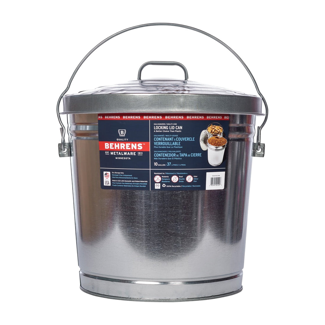 Behrens 6110PLT Locking Lid Can, 10 gal Capacity, Steel, Plated – Miami ...
