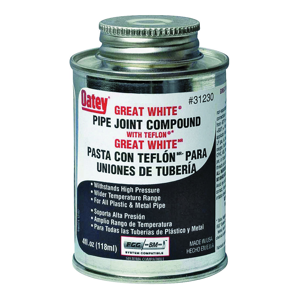 Oatey Great White 31230 Pipe Joint Compound-4 oz Can-Liquid-Paste-Whit ...